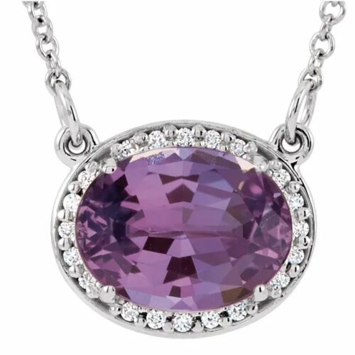 Amethyst Diamond Halo Necklace - Sapphires Jewellers